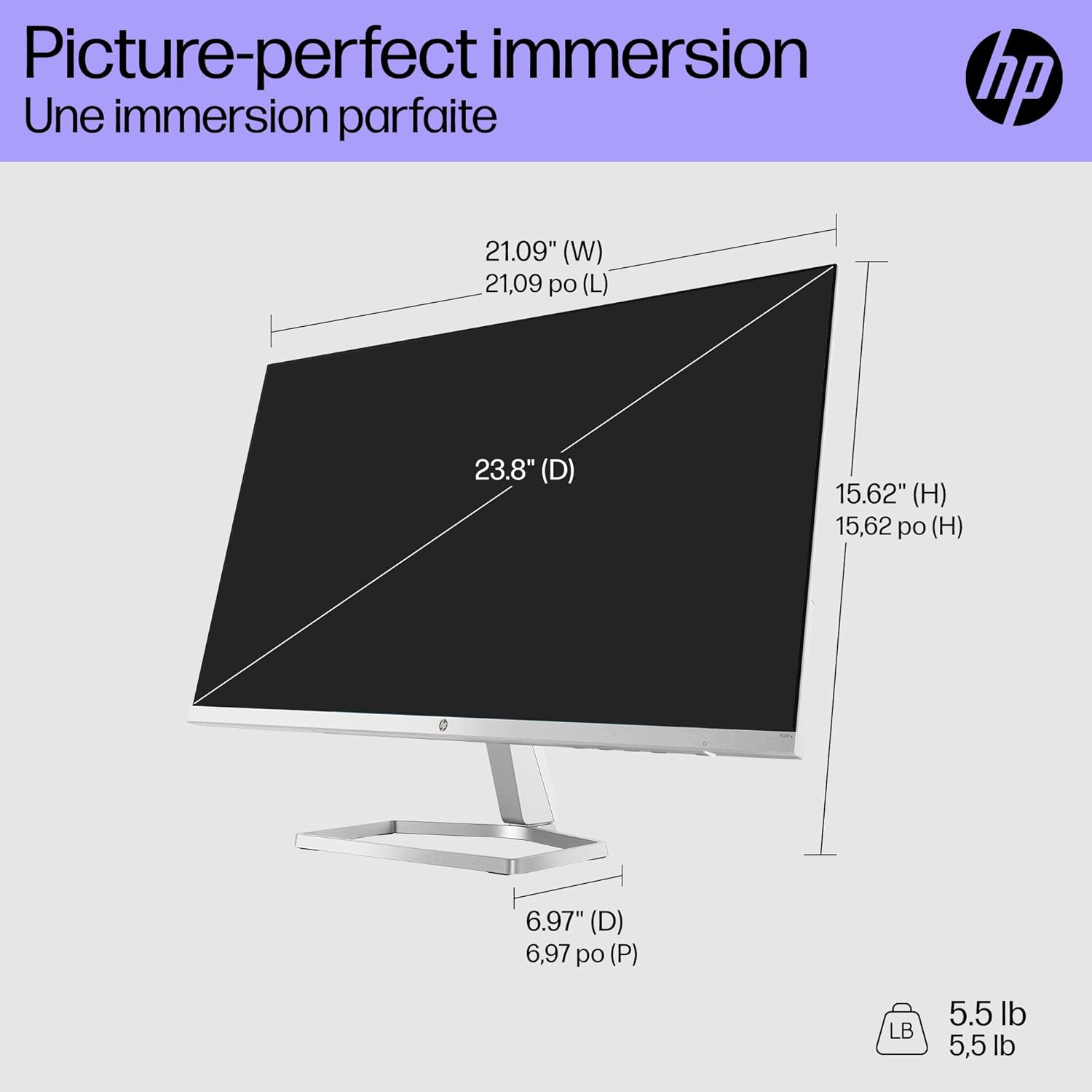 HP 24-inch FHD Monitor with AMD FreeSync Technology (2021 Model, M24fw ...